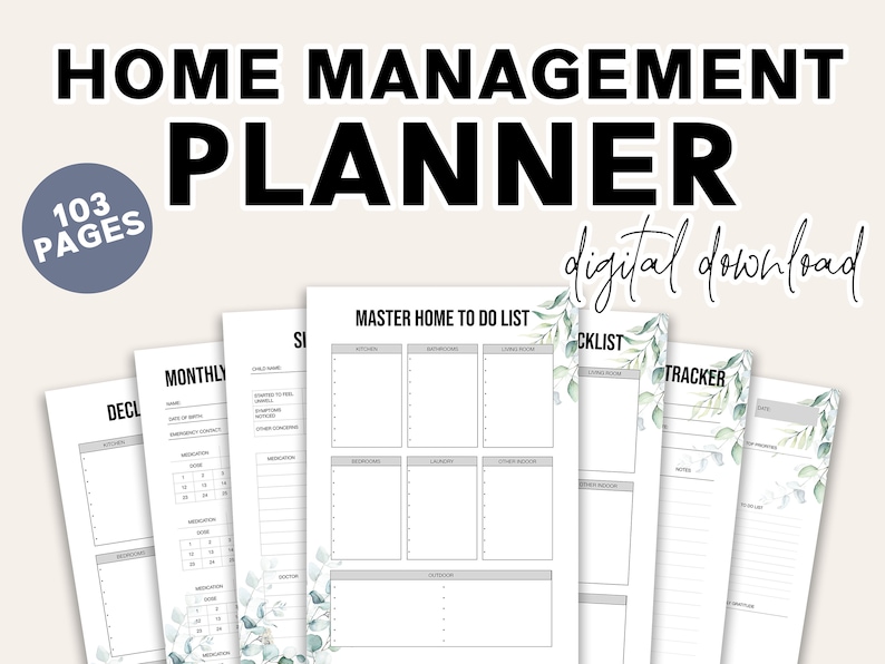 Home Management Planner - Printable Home Management Planner - Etsy