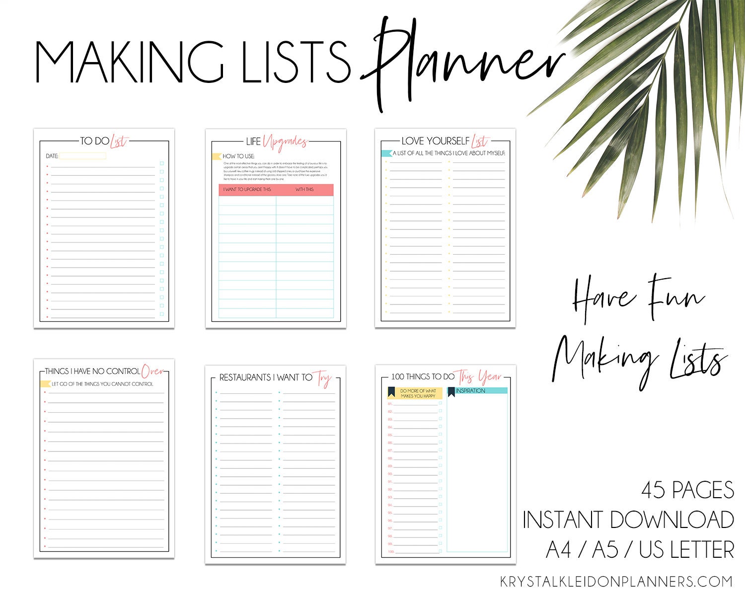 Making Lists Planner, Printable Lists, to Do List, Organize Your Life ...