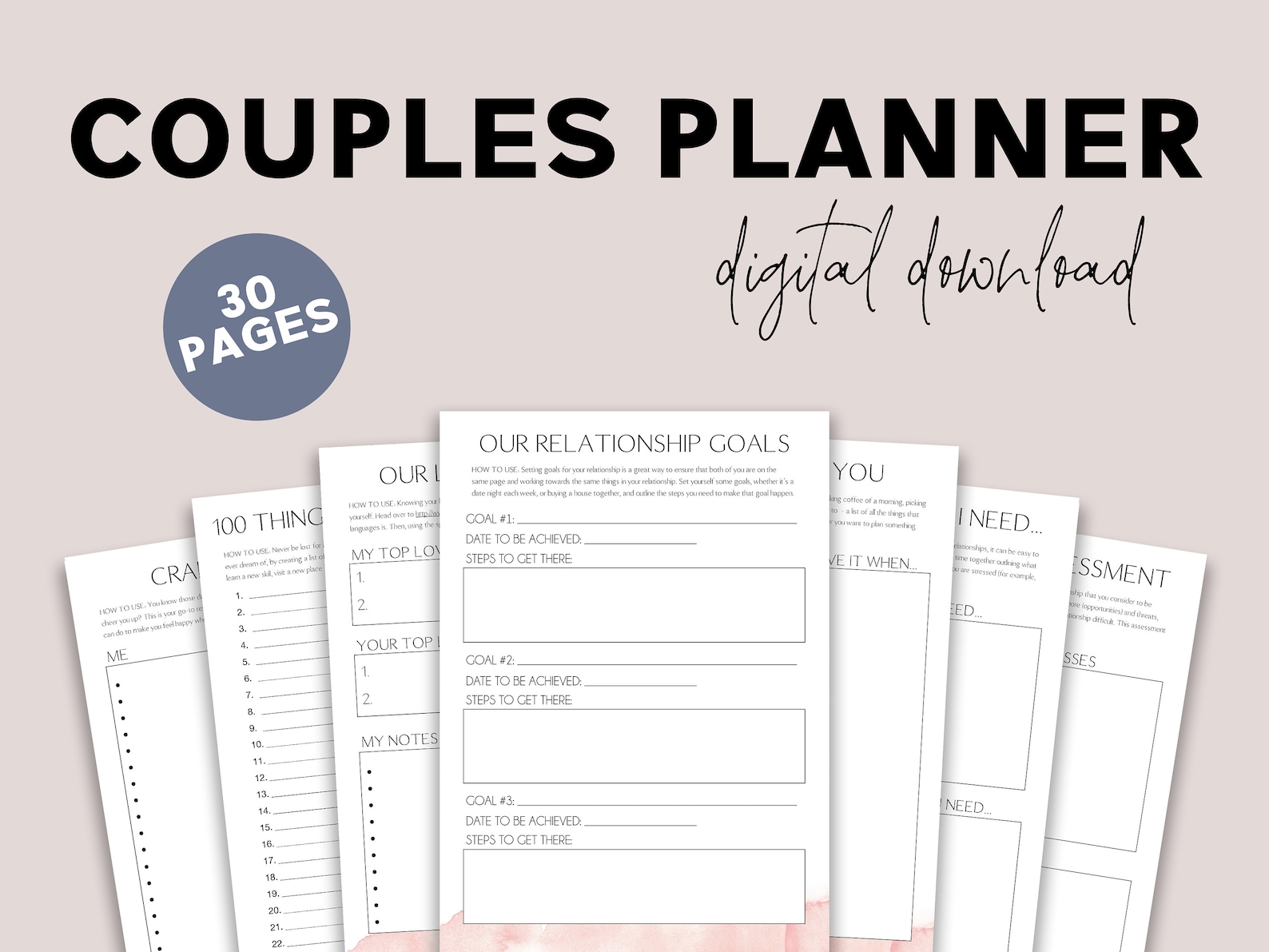 Couples Planner Printable Planner For Couples Fun Etsy