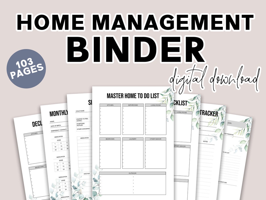Home Management Binder - Printable Home Management Planner - Printable ...