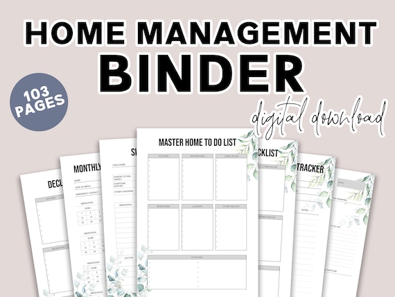 Home Management Binder Printable Home Management Planner - Etsy