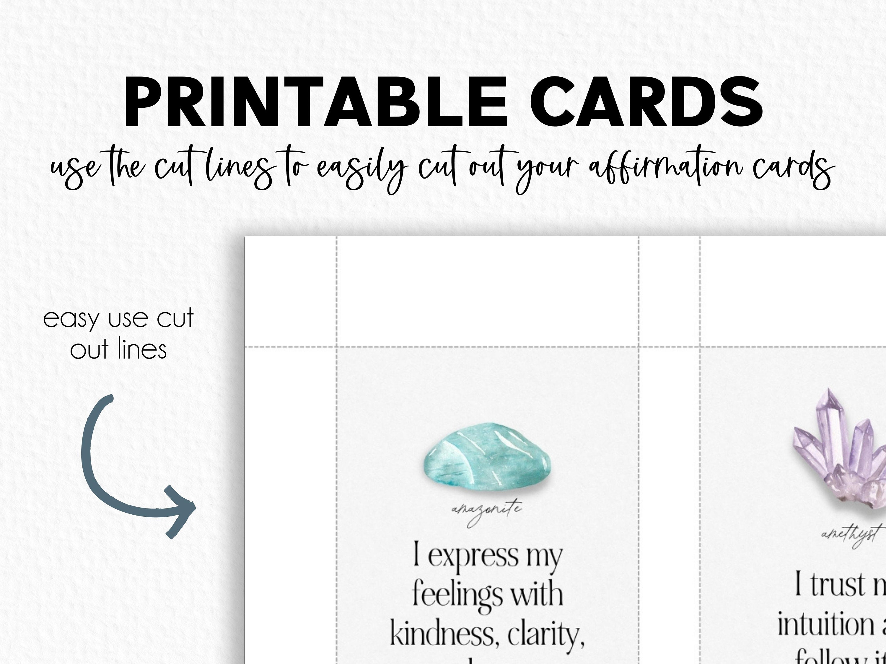 Positive Crystal Affirmations, Printable Affirmation Cards, Manifesting ...