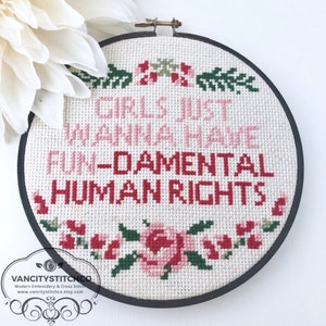 Cross Stitch Pattern, Girls Just Wanna Have, Human Rights, Feminist ...