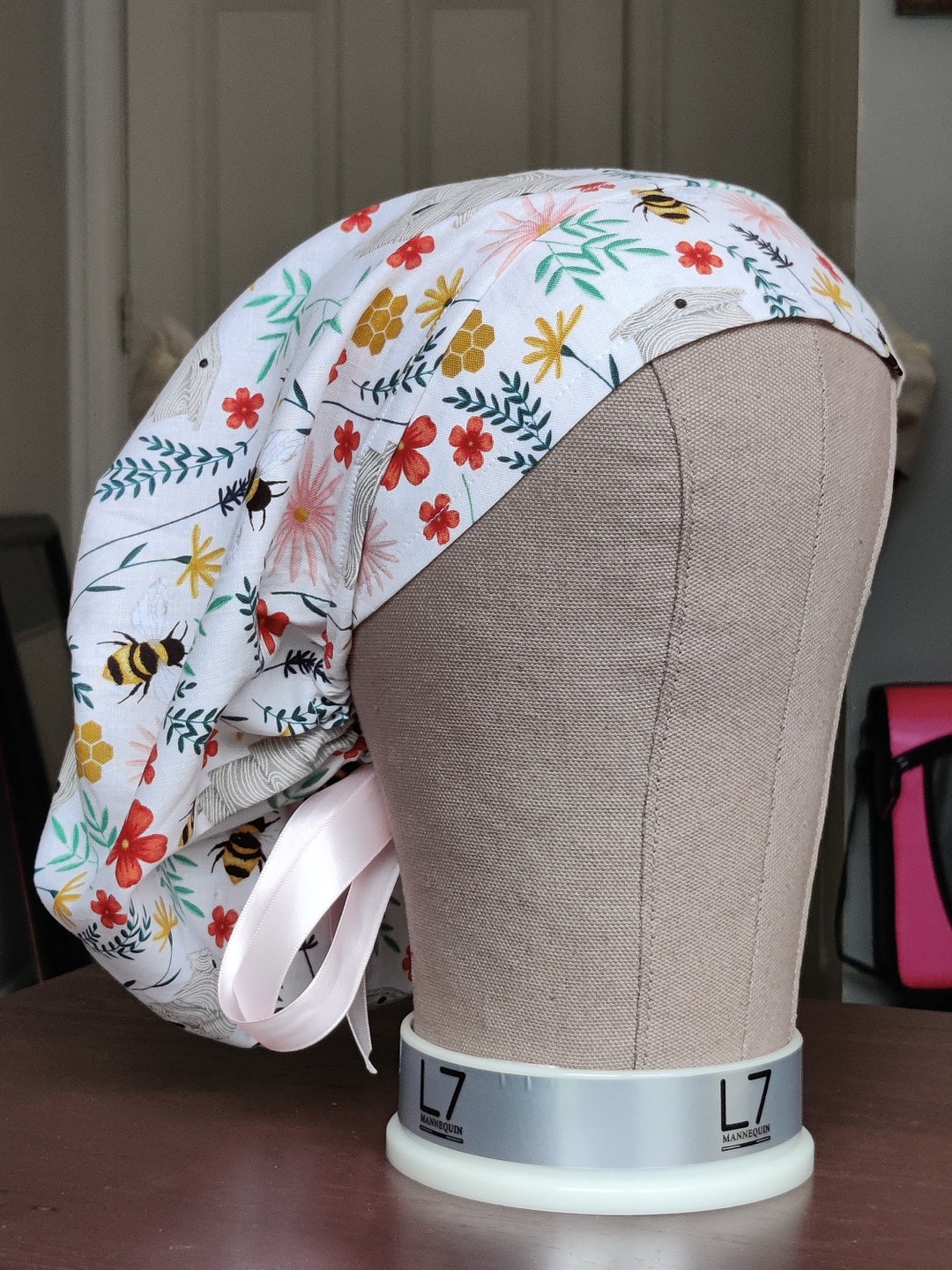 Honey Bees and Flowers With Bee Hives Surgical Scrub Hat Bouffant or ...