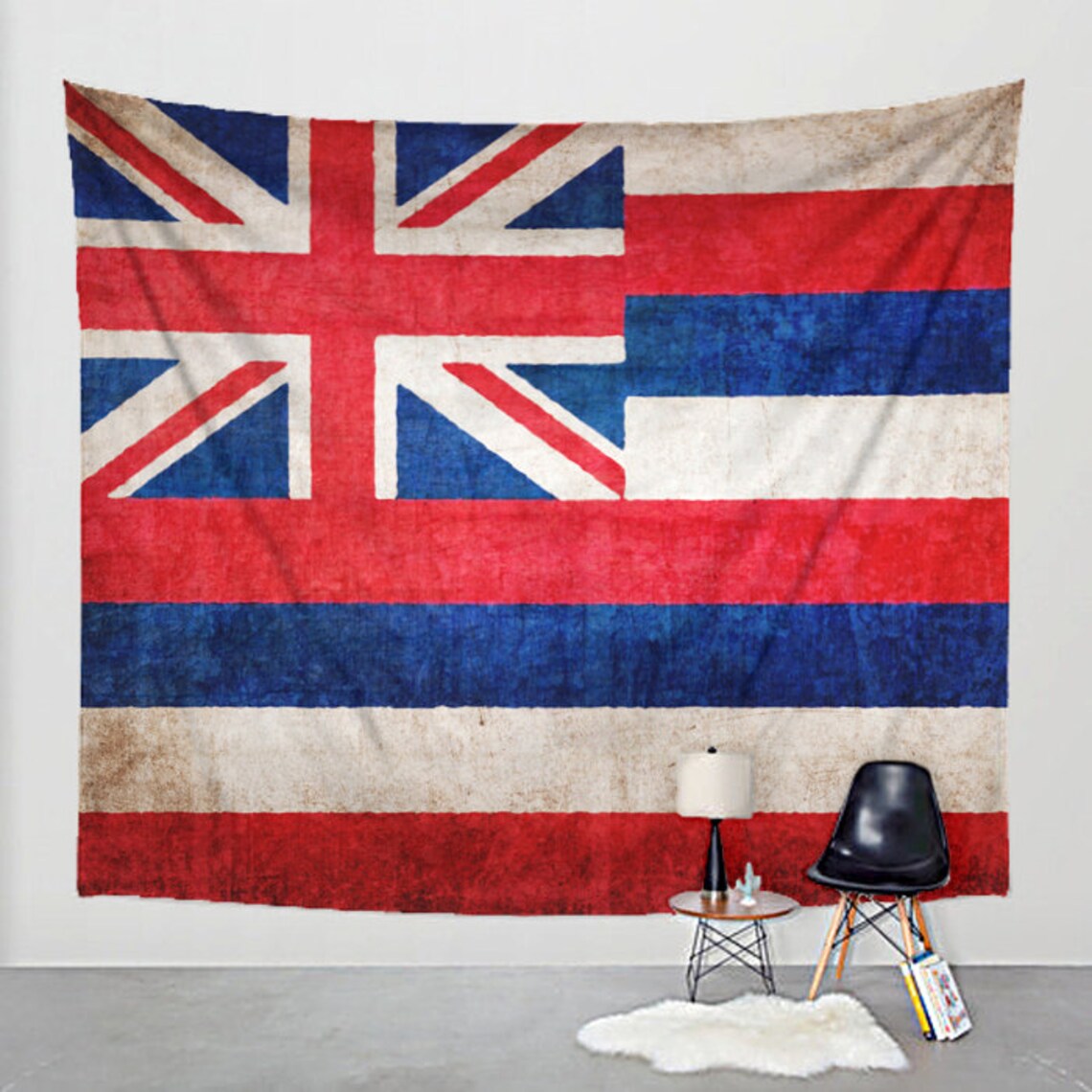 Hawaii Flag Tapestry Distressed Fabric Art Print Wall Hanging ...
