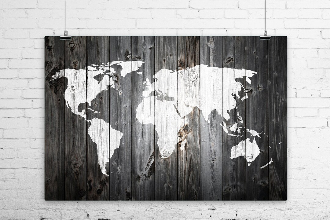 Rustic Painted Barn Wood World Map Art Print Wall Poster - Giclee ...
