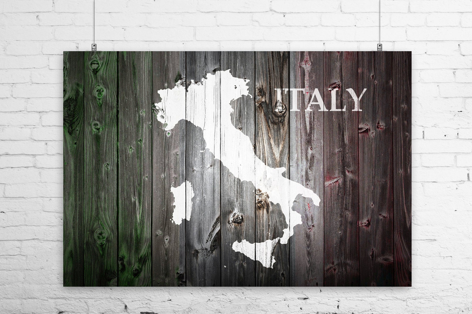 Rustic Painted Barn Wood Italian Flag Map Art Print Wall Poster ...