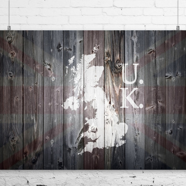 Rustic Painted Barn Wood Australia Flag Map Art Print Wall Poster ...