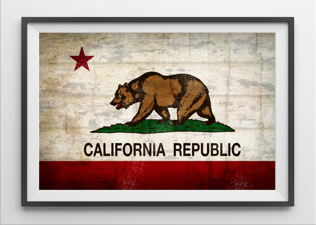 Rustic Painted Barn Wood Distressed California Flag Art Print Wall ...