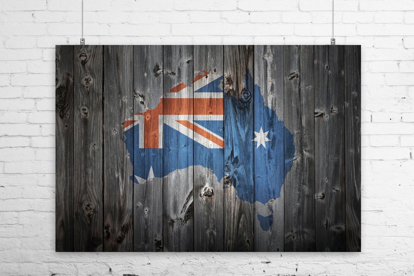 Rustic Painted Barn Wood Australia Flag Map Art Print Wall Poster ...