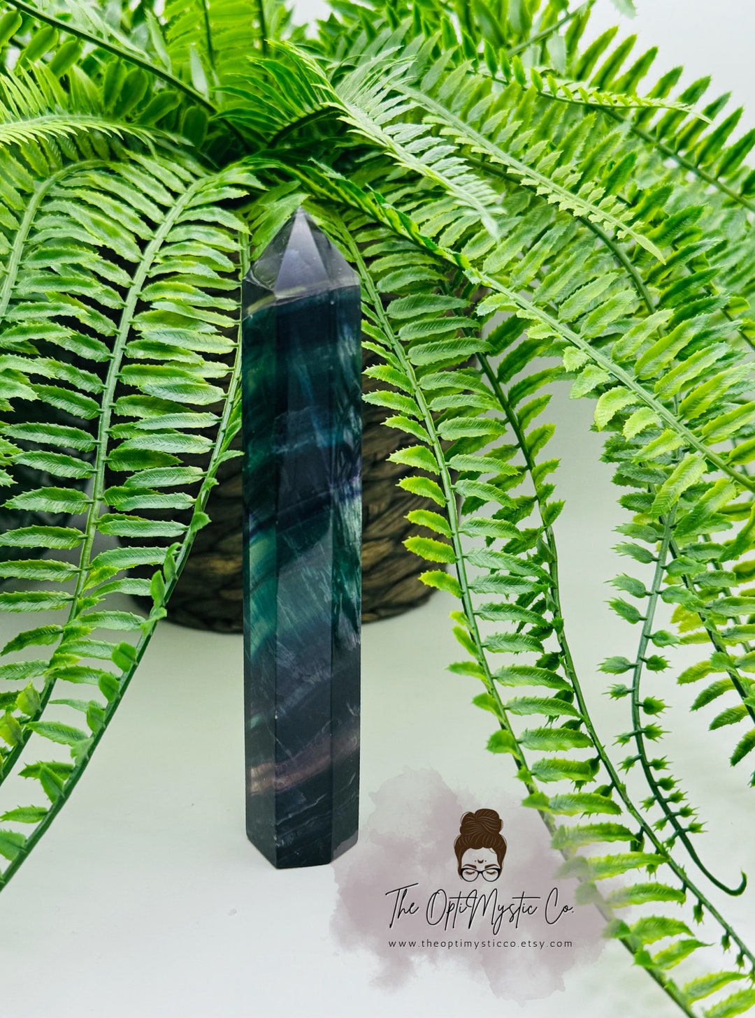 Fluorite Tower Point 5.5 Pointed Crystal Green Purple Rainbow Flourite ...