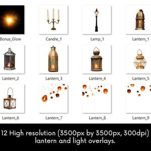 Lantern and Lighting Overlays - 12 PNG Images! - Etsy