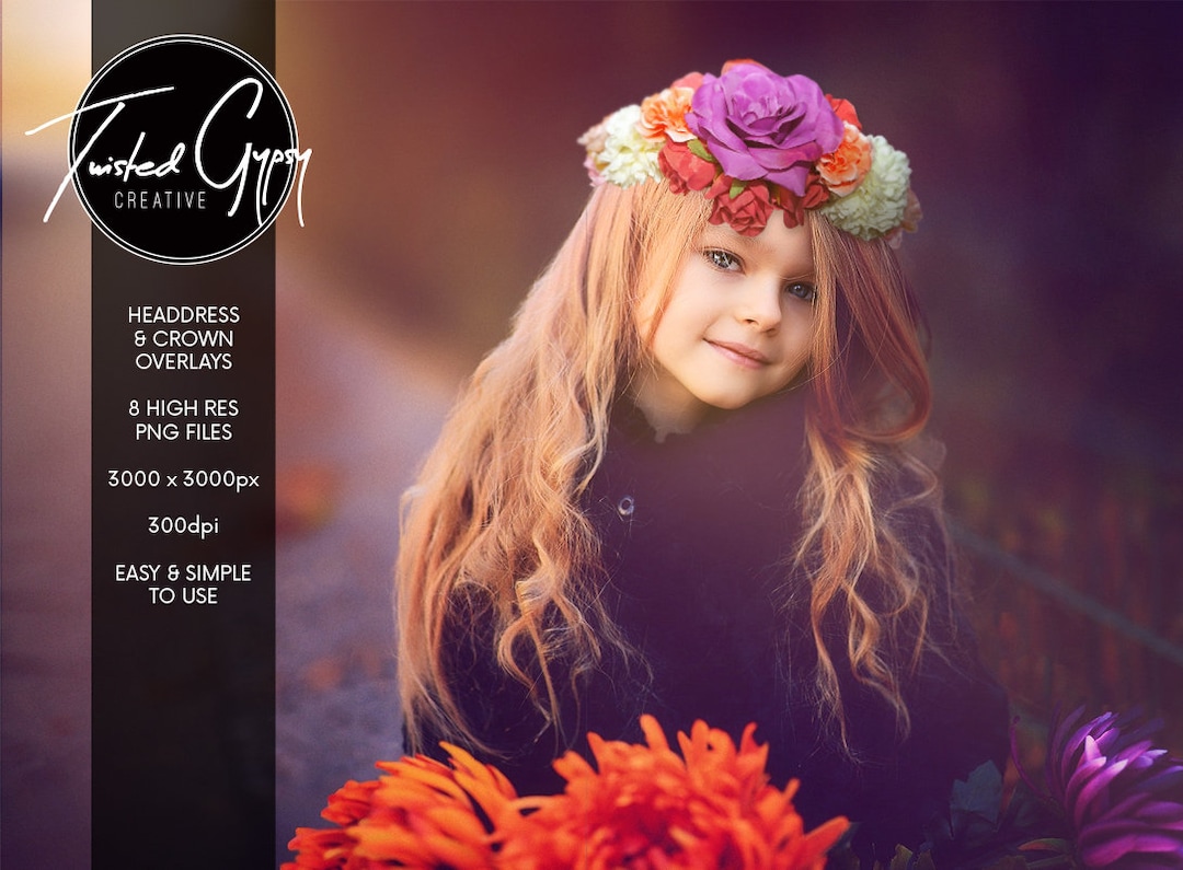 Crown & Headdress Overlays - 8 PNG Flower Crowns, Tiaras and Headpieces ...