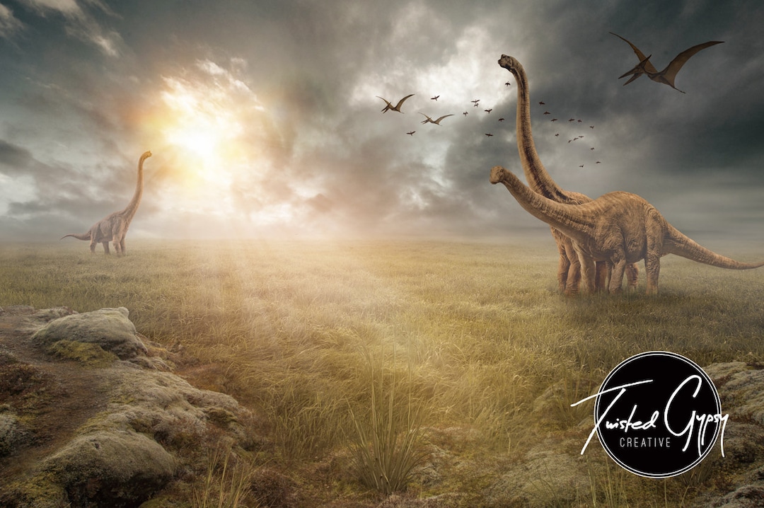 Field of Dinosaurs - Digital Background - Etsy