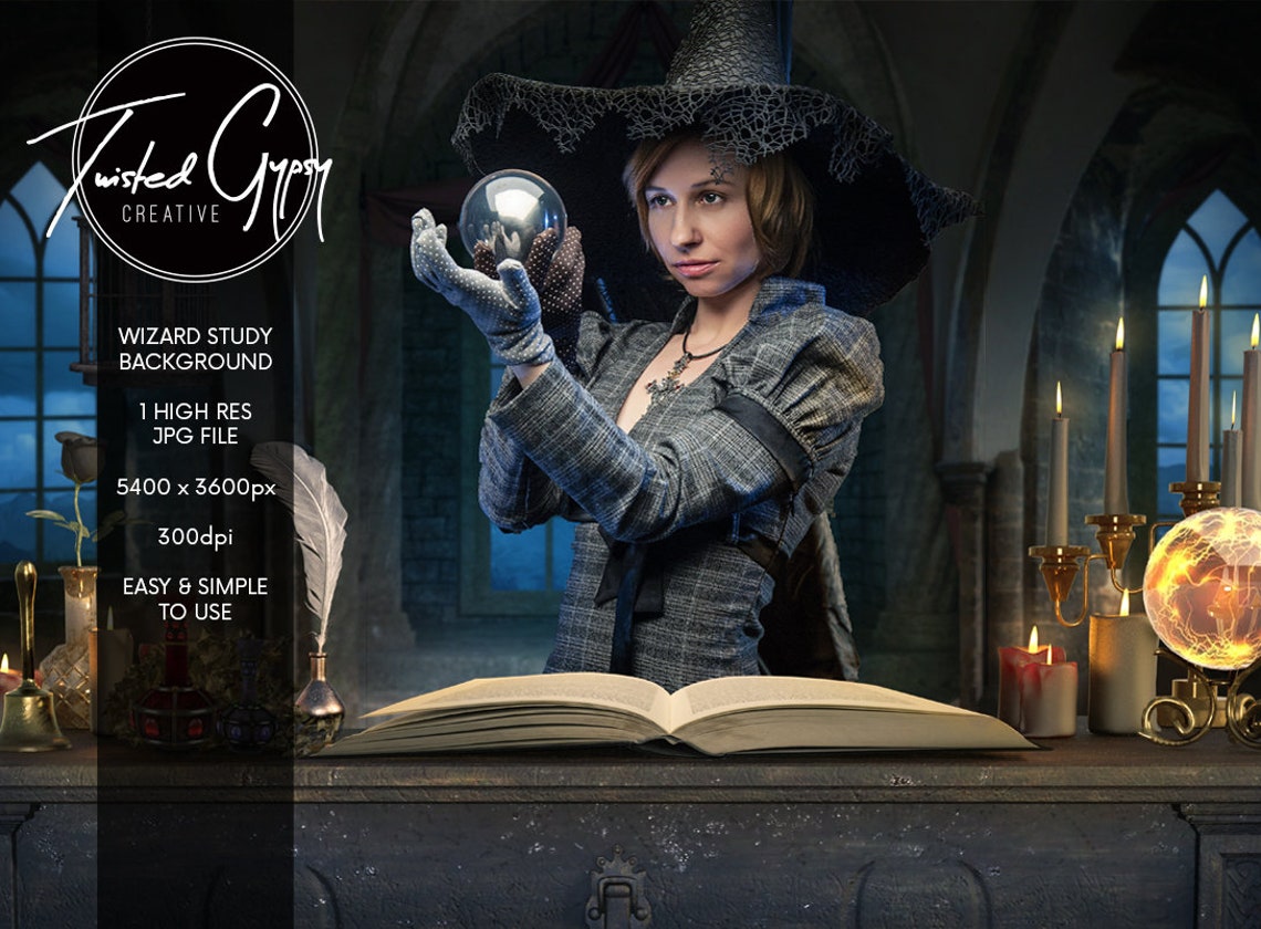 Wizard Study Digital Background PNG Overlay - Etsy