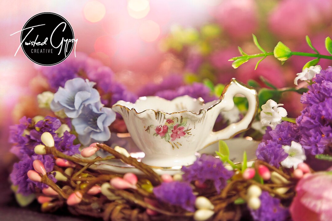 Floral Teacup Background - Digital Backdrop for Babies and Children - Etsy