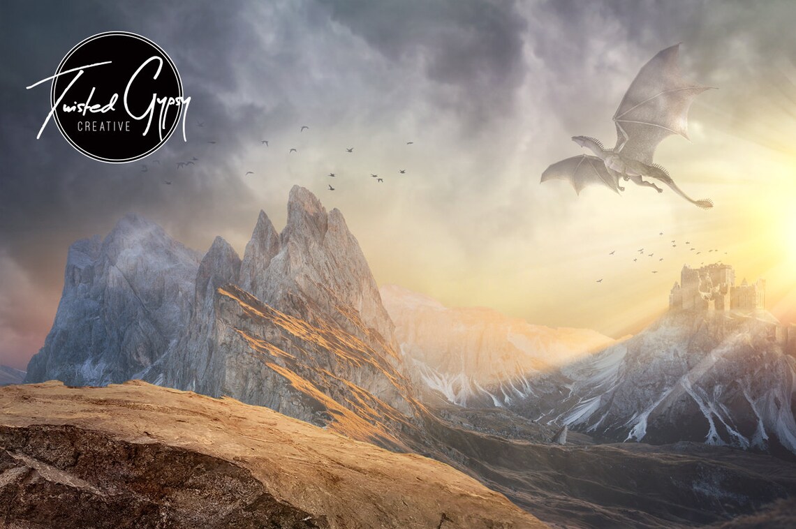 Fantasy Kingdom Dragon Digital Background | Etsy