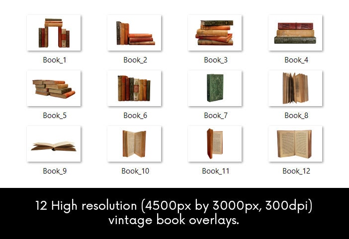 12 Old Vintage Book Overlays - Etsy