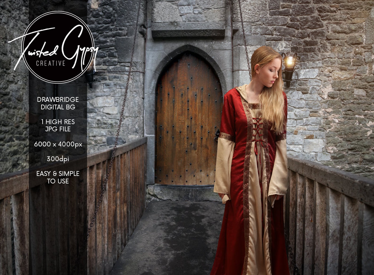 Castle Drawbridge Digital Background - Etsy