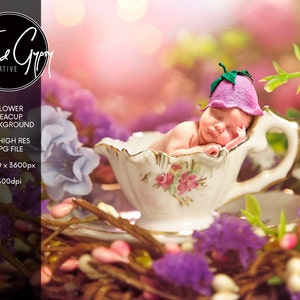 Floral Teacup Background - Digital Backdrop for Babies and Children - Etsy