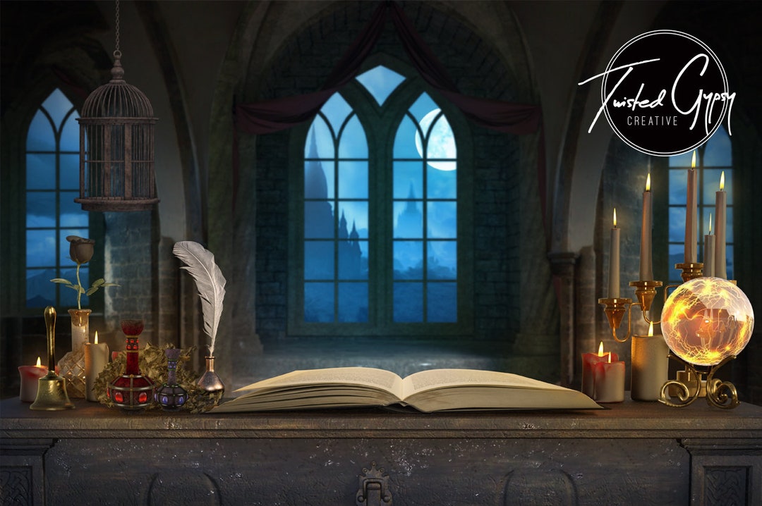 Wizard Study Digital Background + PNG Overlay - Etsy
