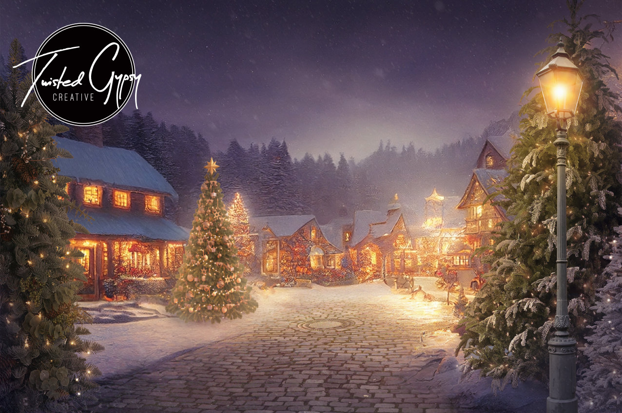 Snowy Christmas Village Wallpaper