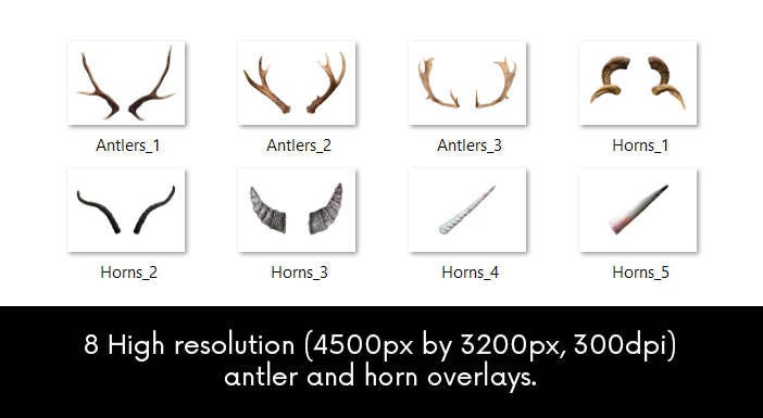 8 PNG Horn & Antler Overlays Perfect for fantasy images | Etsy