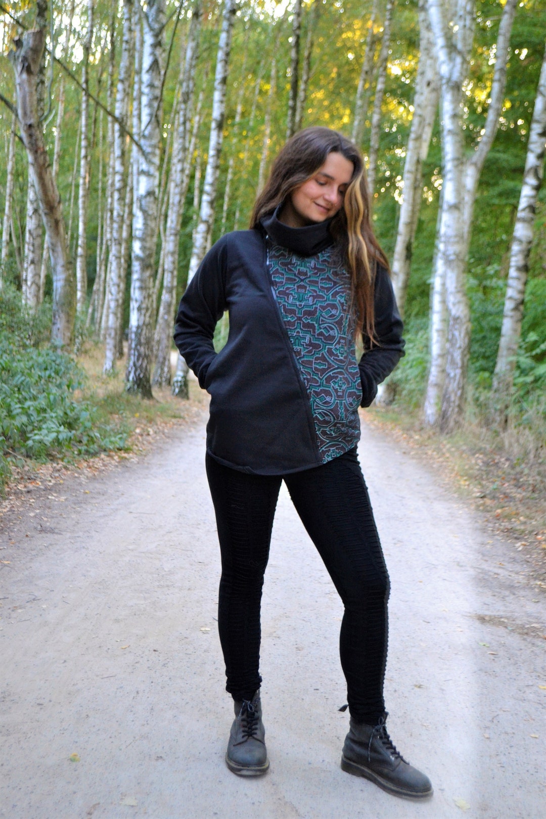 Cyberpunk Asymmetrical Gothic Jacket, Block Print Thumbhole Jacket ...