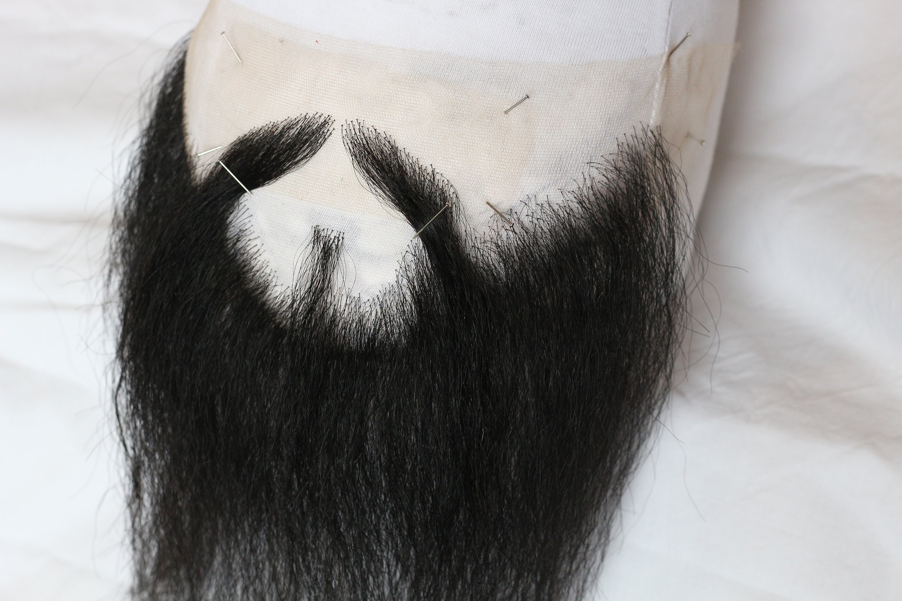Quality Black Fine Lace Yak / Human Hair Long False Moustache Beard ...