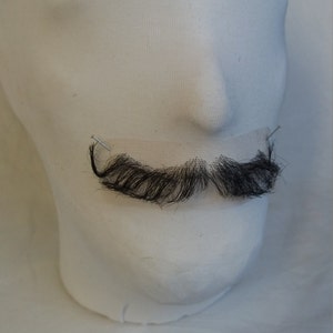 Quality Natural Black / Brown Fine Lace Human Hair Moustache Postiche ...