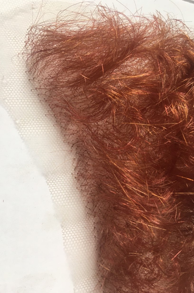 Professional Quality Fine Lace Red Ginger Auburn Full Coverage Pubic Wig Merkin For Film