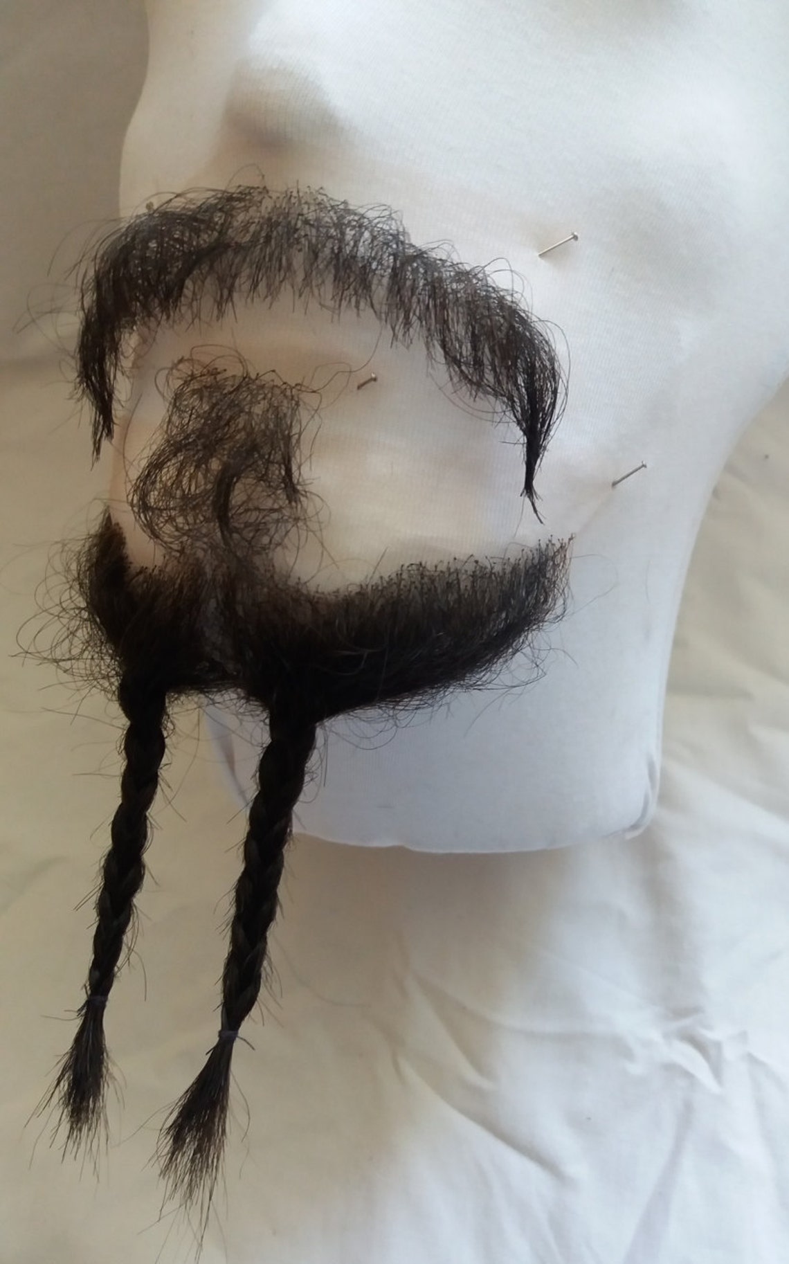 Quality Black / Brown Fine Lace Yak / Human Hair Moustache Beard ...