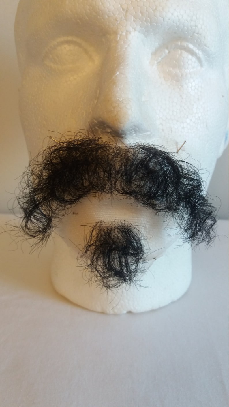 Quality Black Fine Lace Yak/human Hair Moustache Beard Goatee Postiche ...