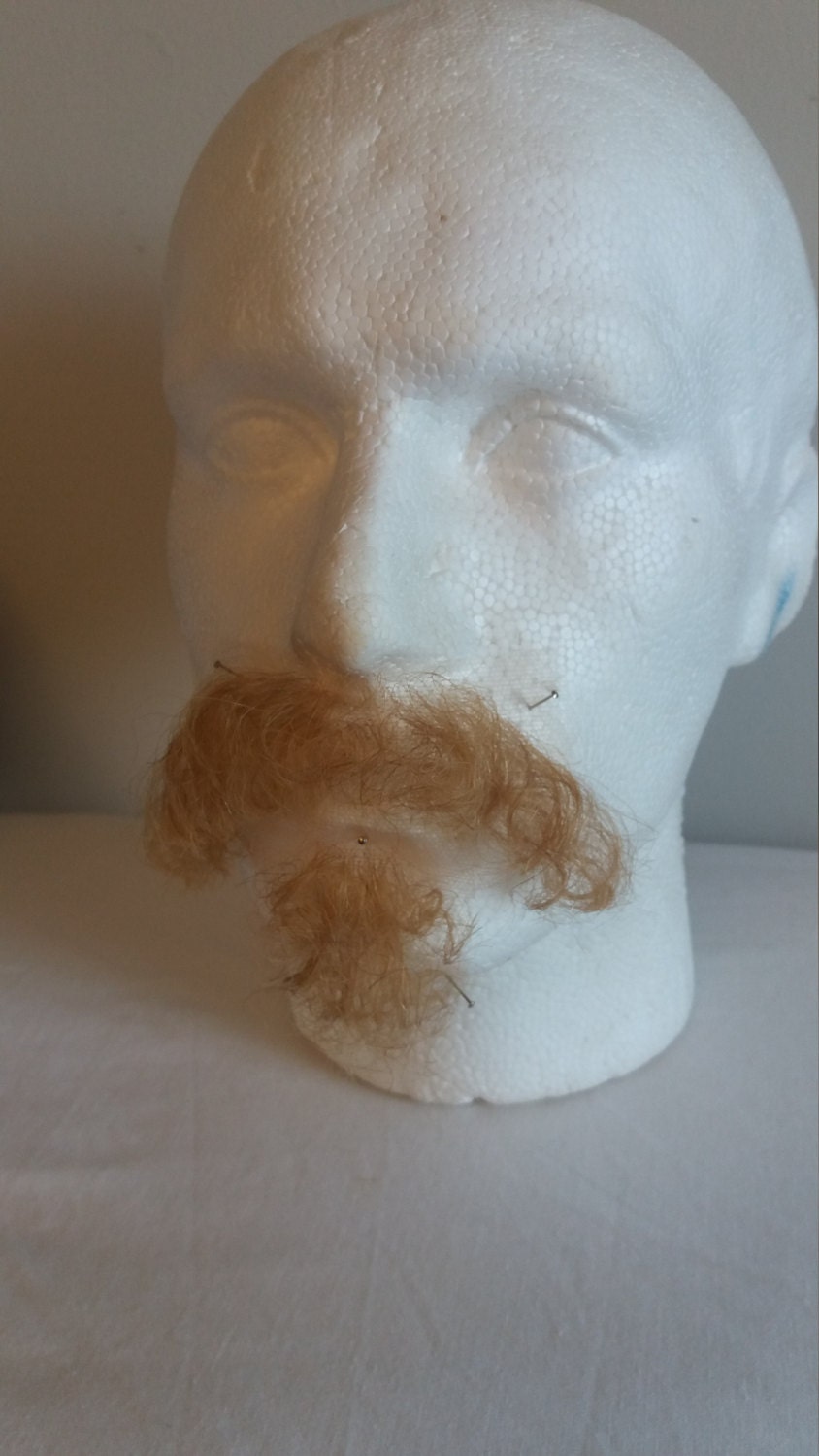 Quality Blonde Fine Lace Human Hair Moustache Beard Goatee Postiche ...