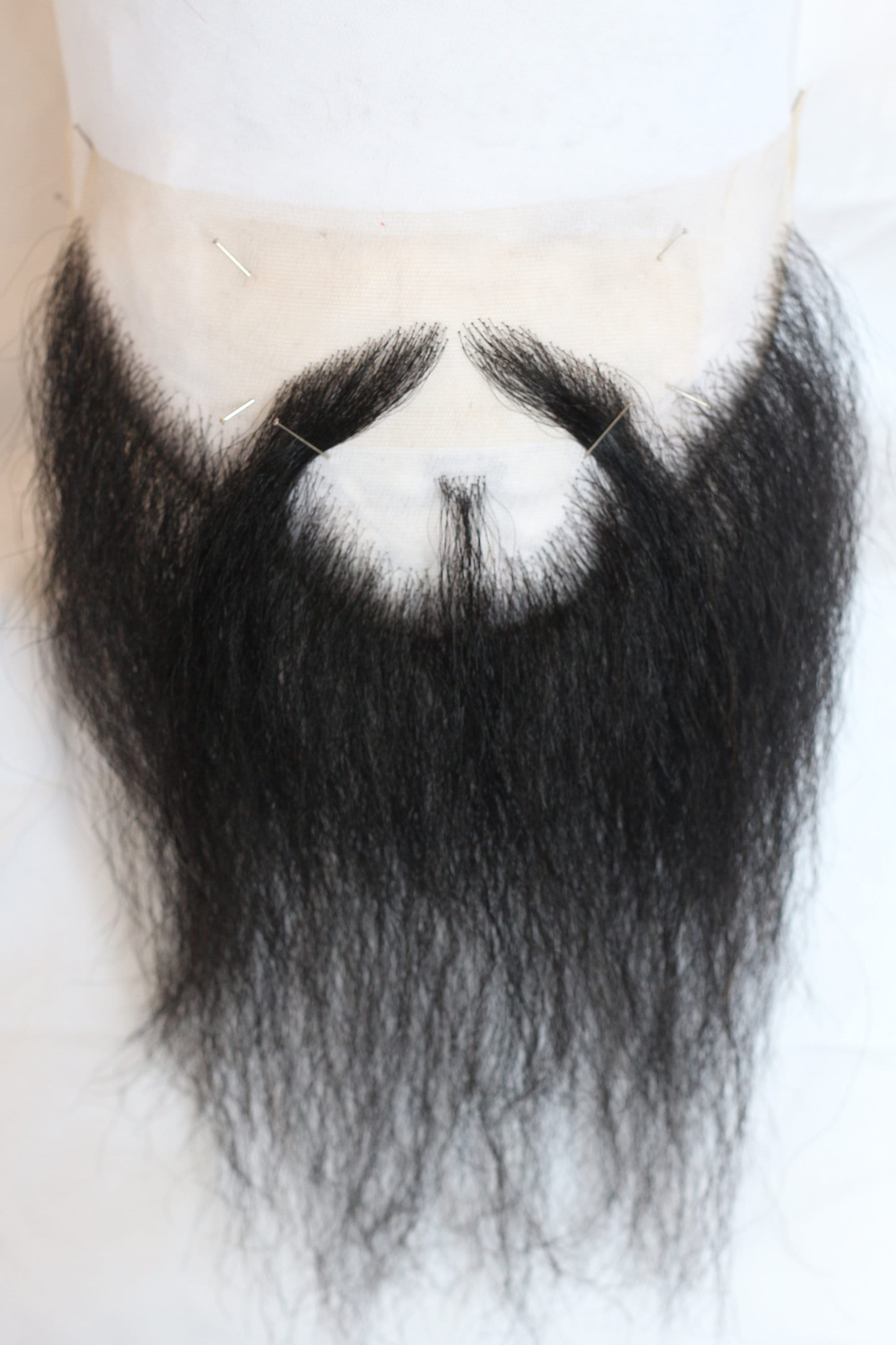 Quality Black Fine Lace Yak / Human Hair Long False Moustache Beard ...
