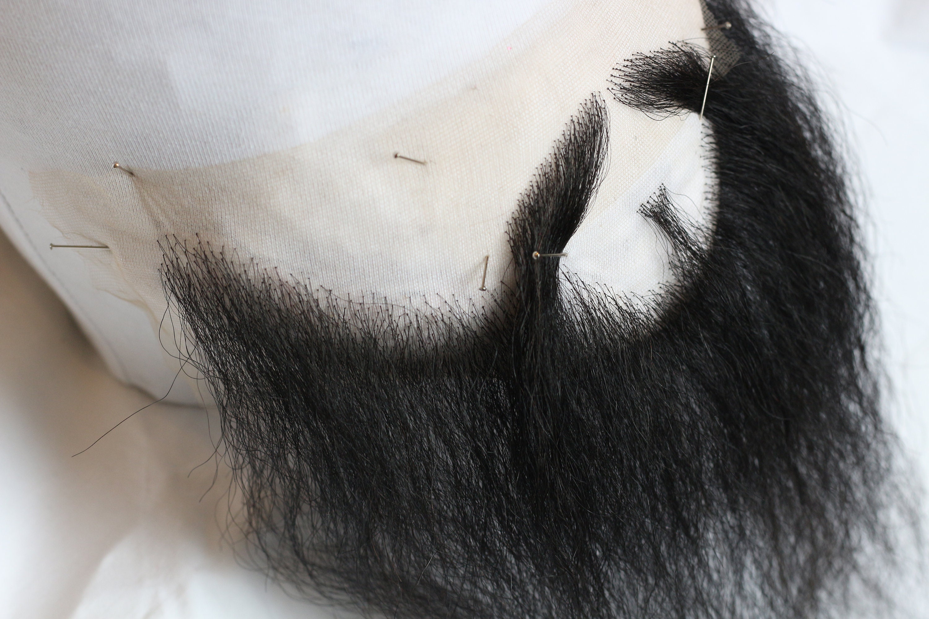 Quality Black Fine Lace Yak / Human Hair Long False Moustache Beard ...