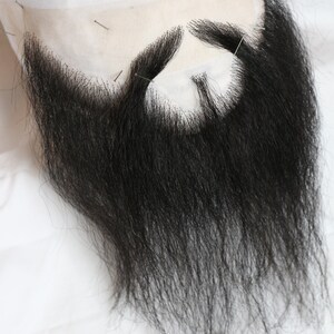 Quality Black Fine Lace Yak / Human Hair Long False Moustache Beard ...