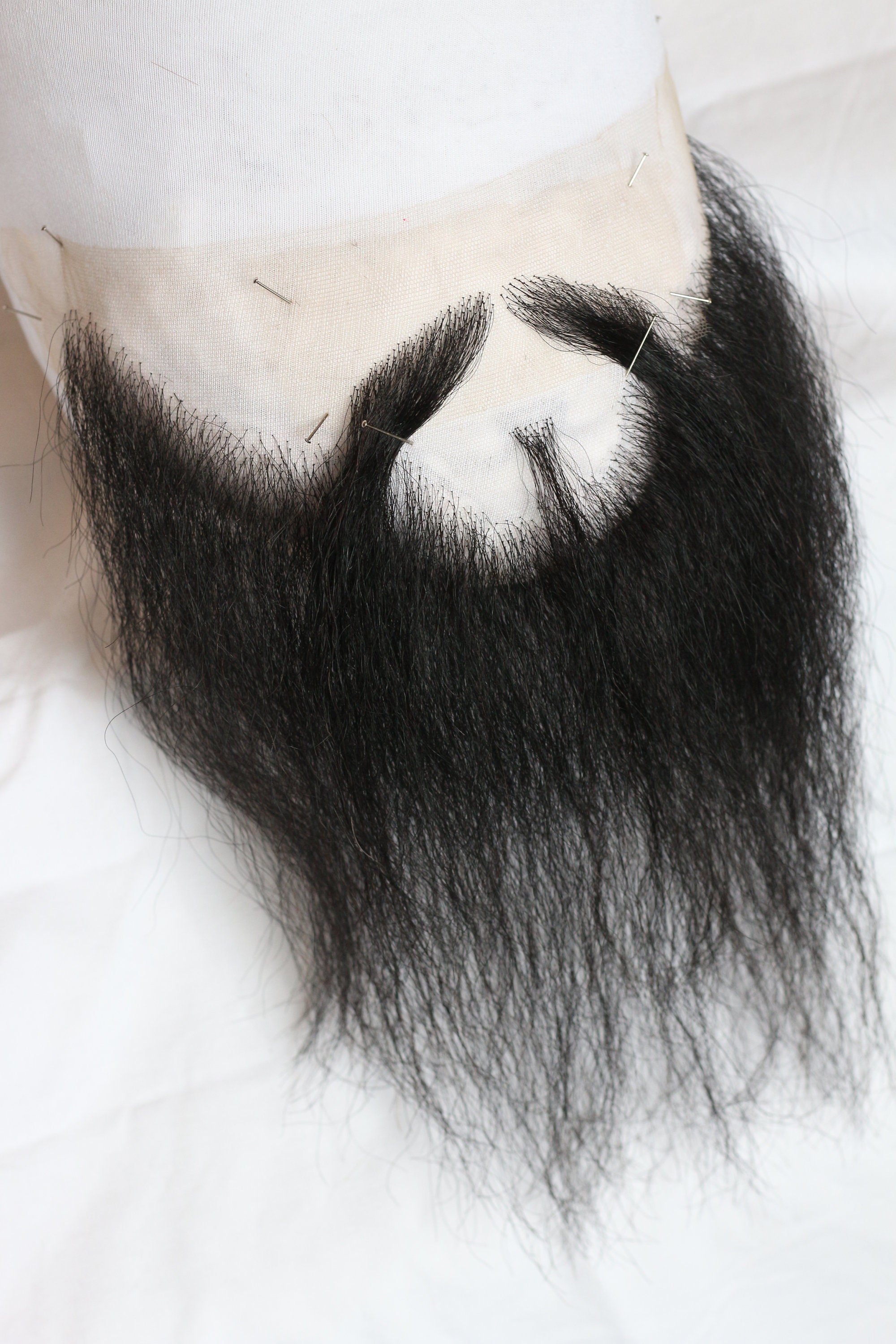 Quality Black Fine Lace Yak / Human Hair Long False Moustache Beard ...
