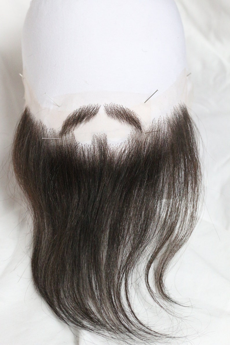 Quality Fine Lace Black/ Brown Human Hair Beard and Moustache Postiche ...