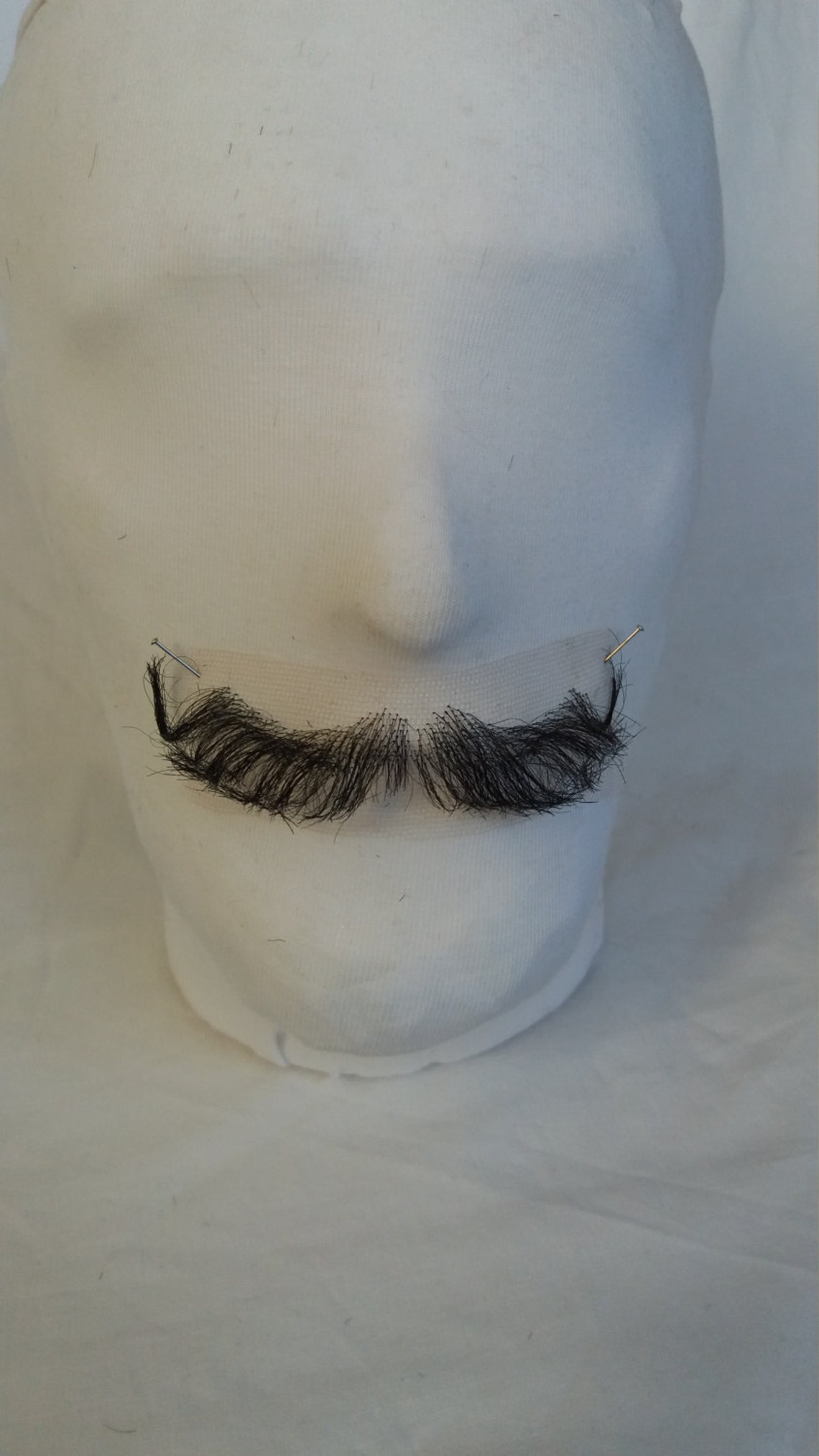 Quality Natural Black / Brown Fine Lace Human Hair Moustache Postiche ...