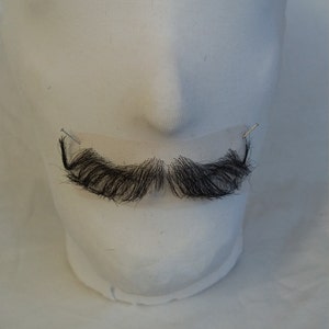 Quality Natural Black / Brown Fine Lace Human Hair Moustache Postiche ...