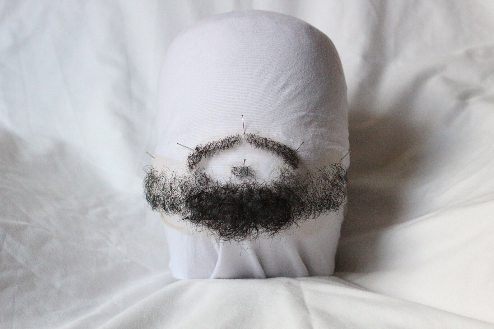 Quality Black Fine Lace Yak / Human Hair False Moustache Beard Postiche ...