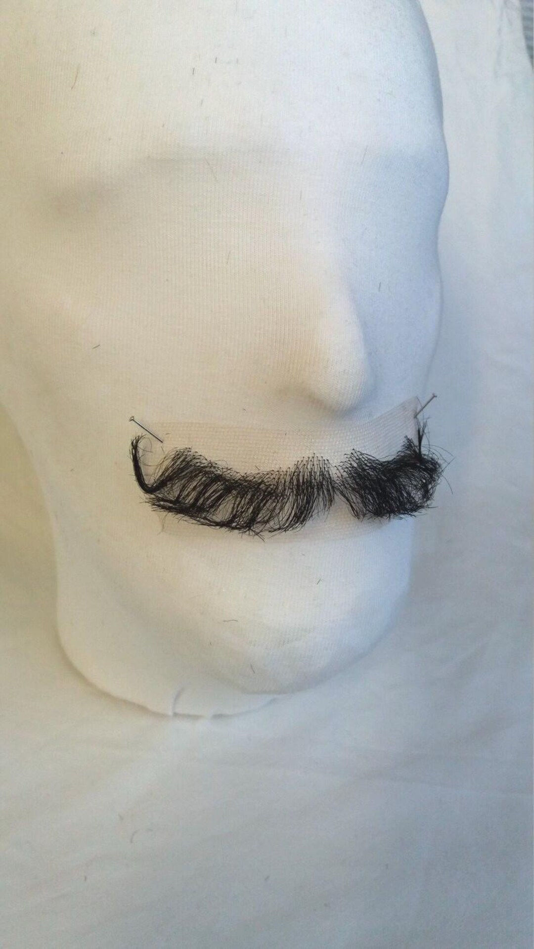 Quality Natural Black / Brown Fine Lace Human Hair Moustache Postiche ...