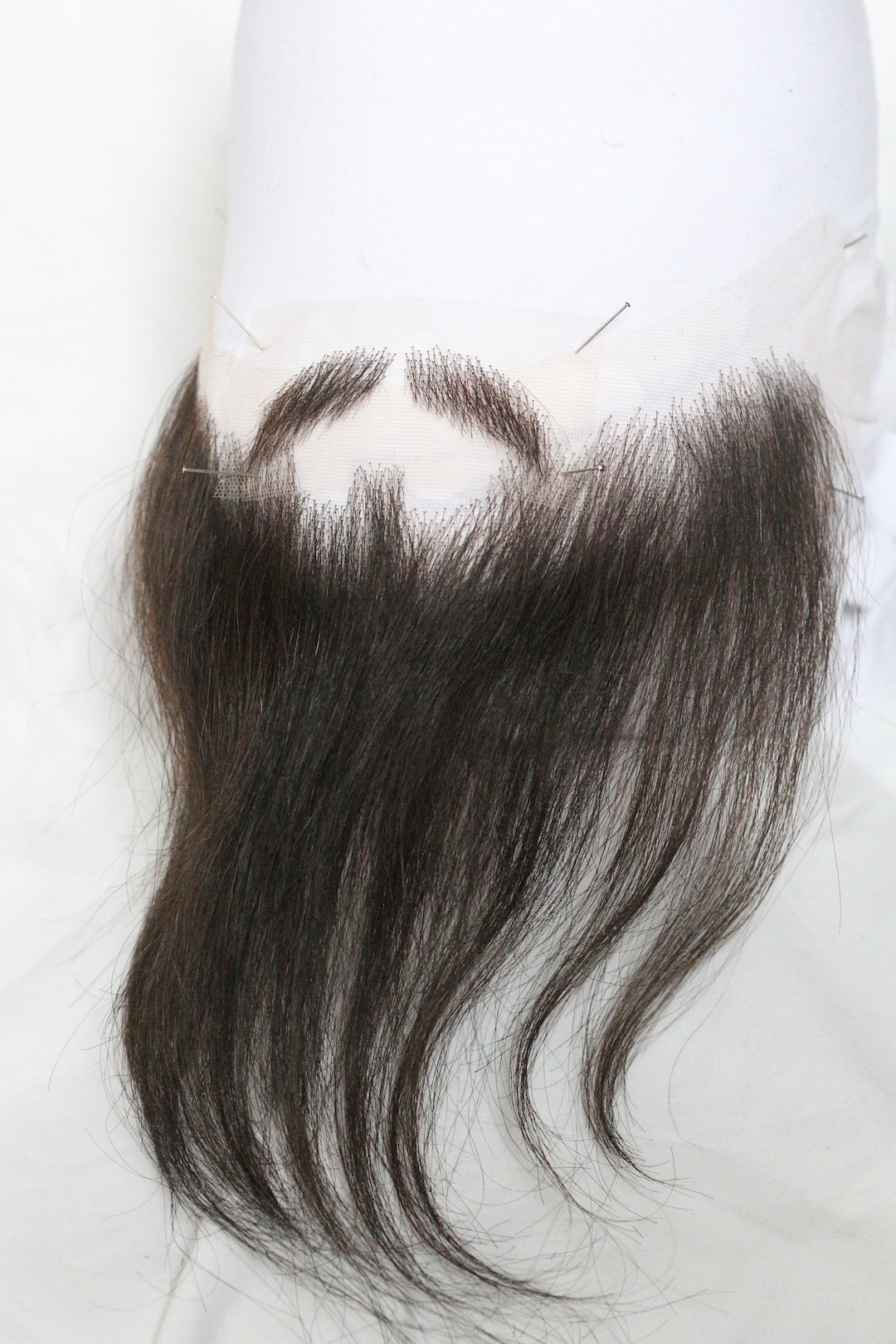Quality Fine Lace Black/ Brown Human Hair Beard and Moustache Postiche ...