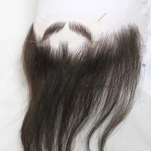 Quality Black Fine Lace Yak / Human Hair False Moustache Beard Postiche ...