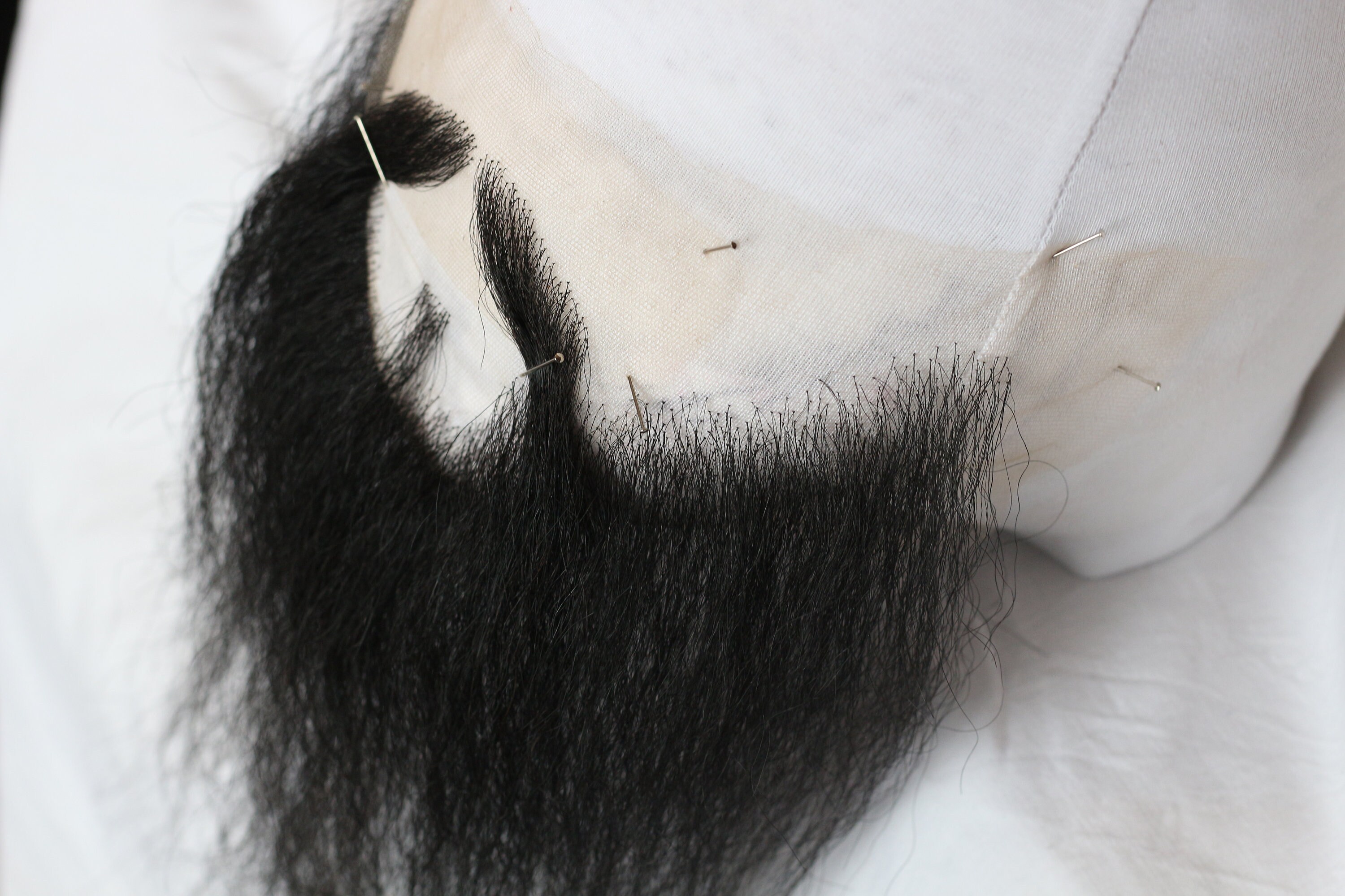 Quality Black Fine Lace Yak / Human Hair Long False Moustache Beard ...