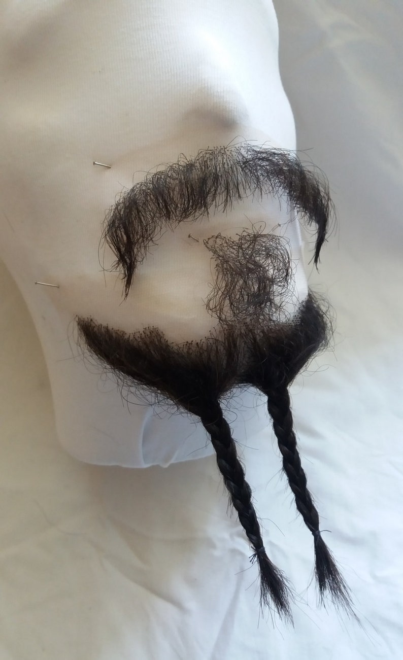 Quality Black / Brown Fine Lace Yak / Human Hair Moustache Beard ...
