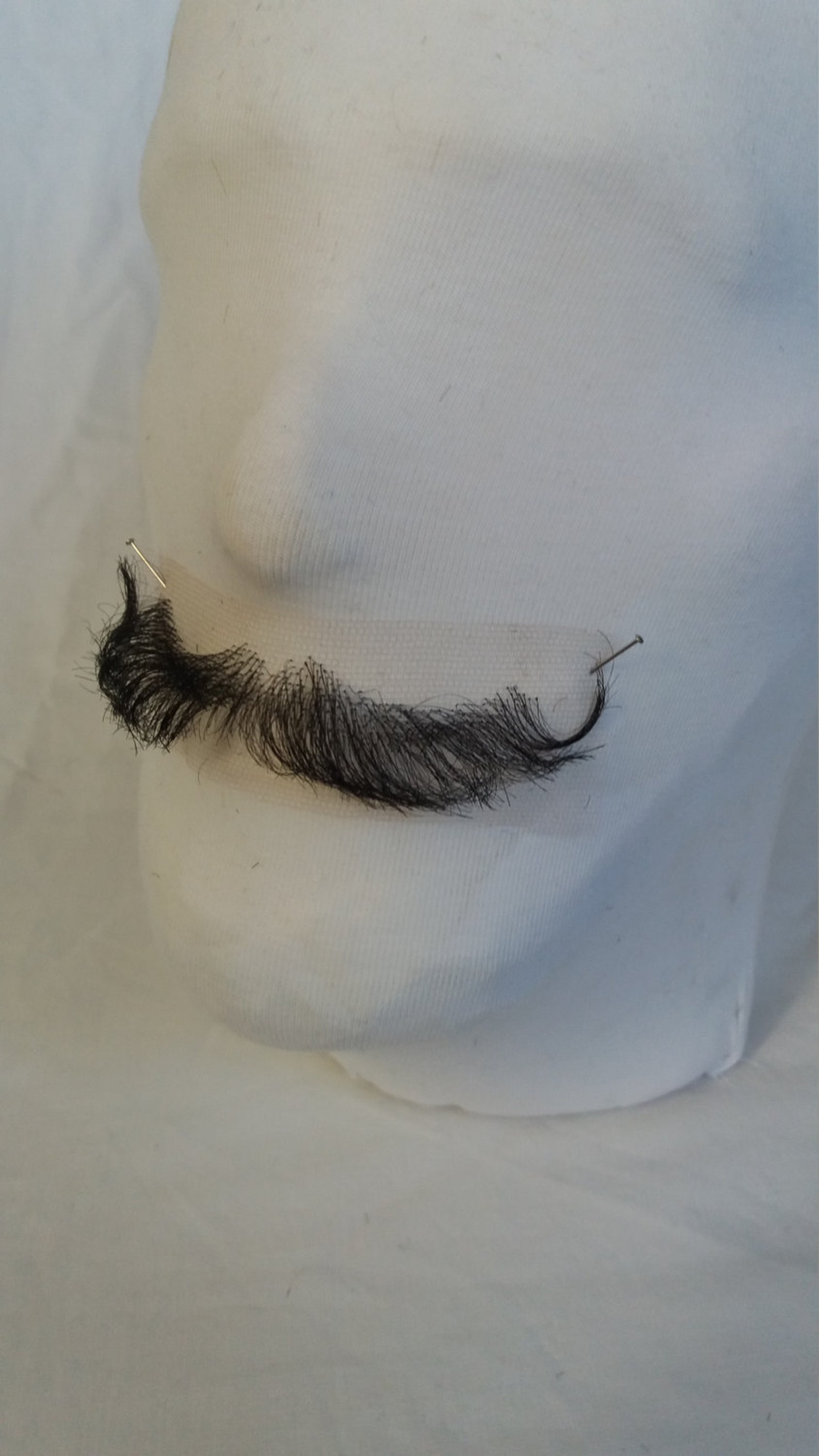 Quality Natural Black / Brown Fine Lace Human Hair Moustache Postiche ...