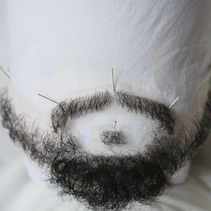 Quality Black Fine Lace Yak / Human Hair False Moustache Beard Postiche ...