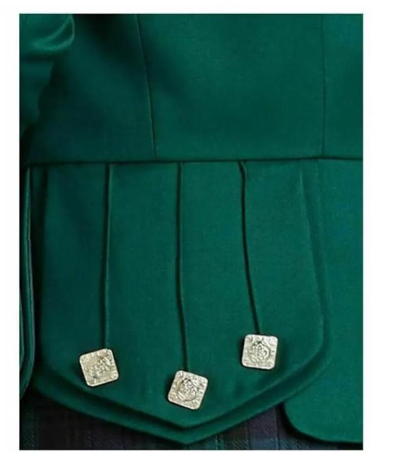 Men's Scottish Green Regulation Doublet Kilt Jacket With 3 Buttons Vest ...